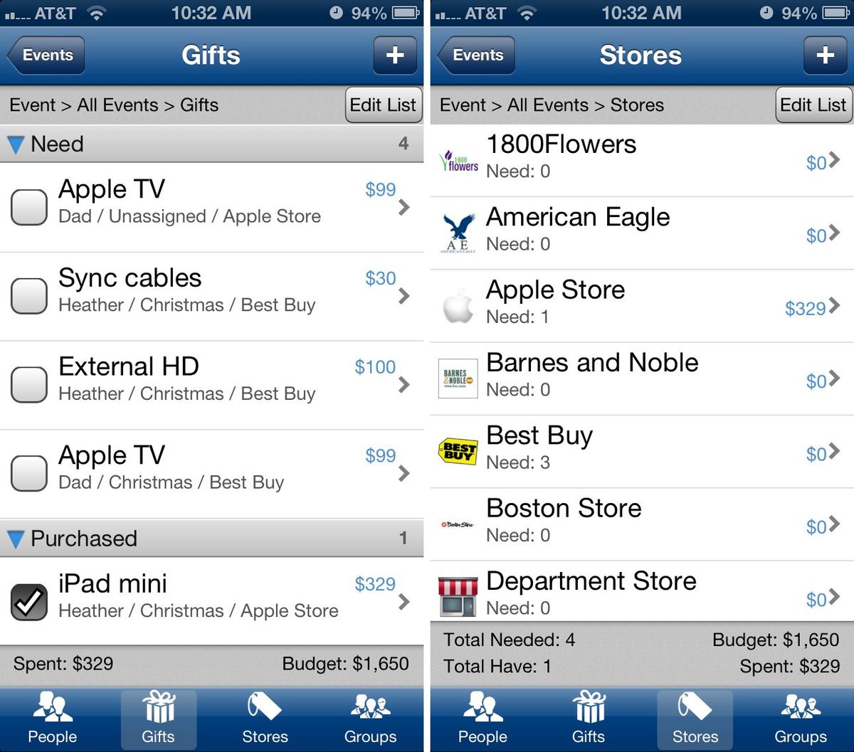 Gift Plan vs. Gifts HD 2 vs. mGifts: Gift planning apps for iPhone ...