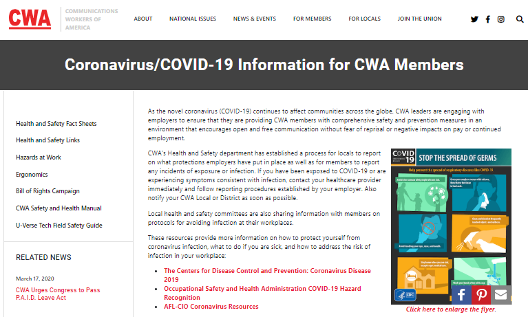 CWA Pushes Coronavirus-Related Paid Leave Bill | Next TV