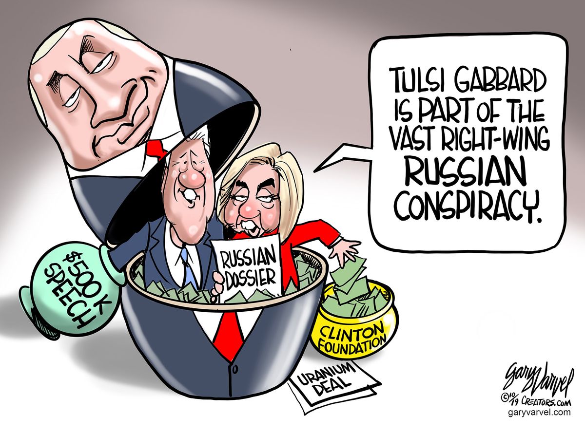 Political Cartoon U.S. Tulsi Gabbard Russian Conspiracy Hillary Clinton ...