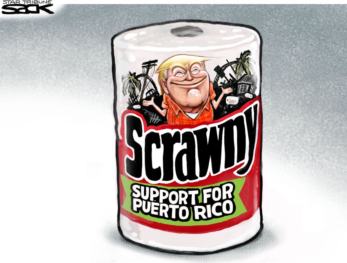 Political cartoon U.S. Trump Puerto Rico crisis paper towel toss | The Week
