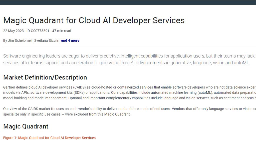 Magic Quadrant for Cloud AI Developer Services | IT Pro