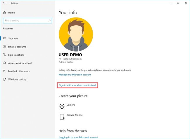 How to switch to a local account from a Microsoft account on Windows 10 ...