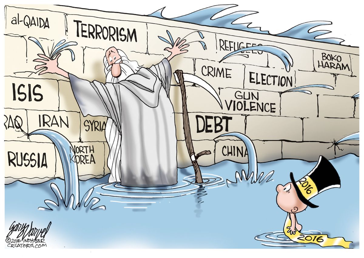 Editorial cartoon U.S. New Year Flood | The Week