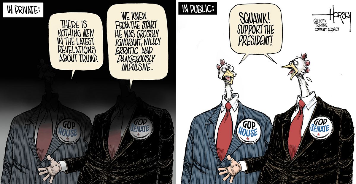 Political cartoon U.S. GOP Trump support revelations quiet resistance ...