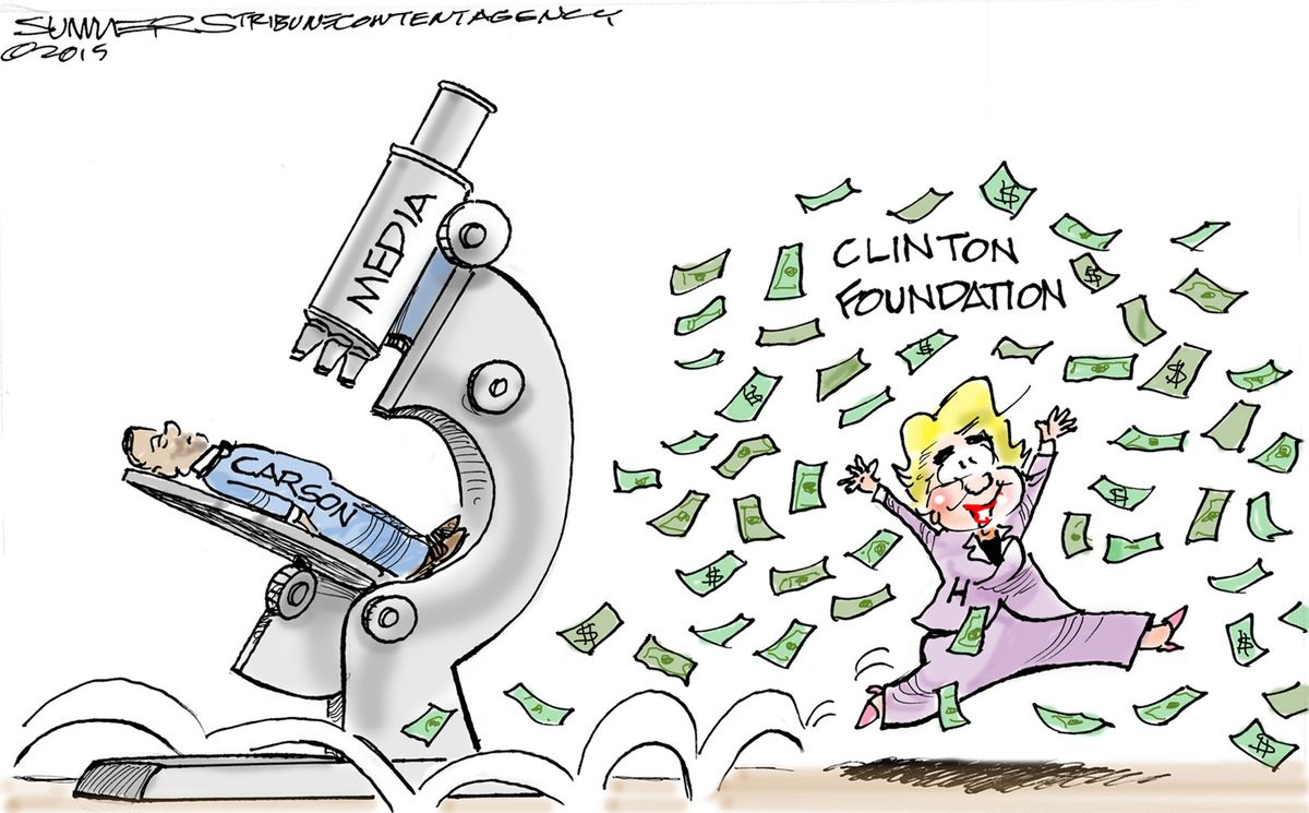 Political cartoon U.S. Ben Carson Media Clinton Foundation | The Week