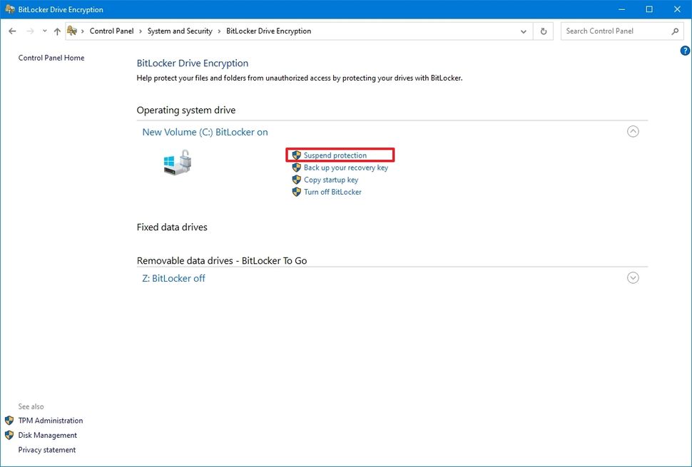How to suspend BitLocker encryption to perform system changes on ...