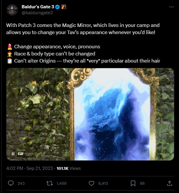 Baldur's Gate 3 is finally getting an appearance-changing 'magic mirror ...