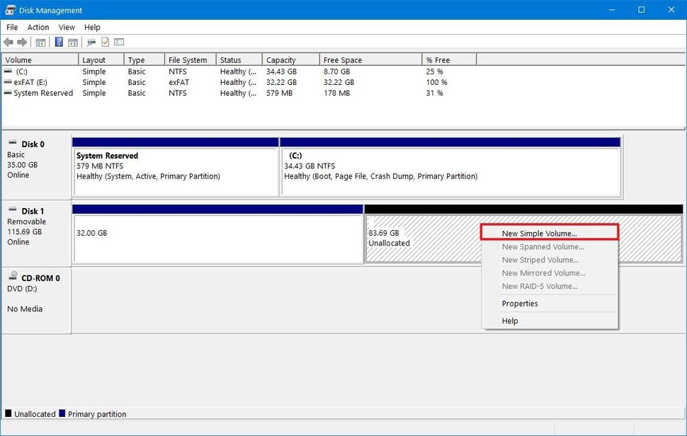 How to set up multiple partitions on a USB flash drive on Windows 10 ...