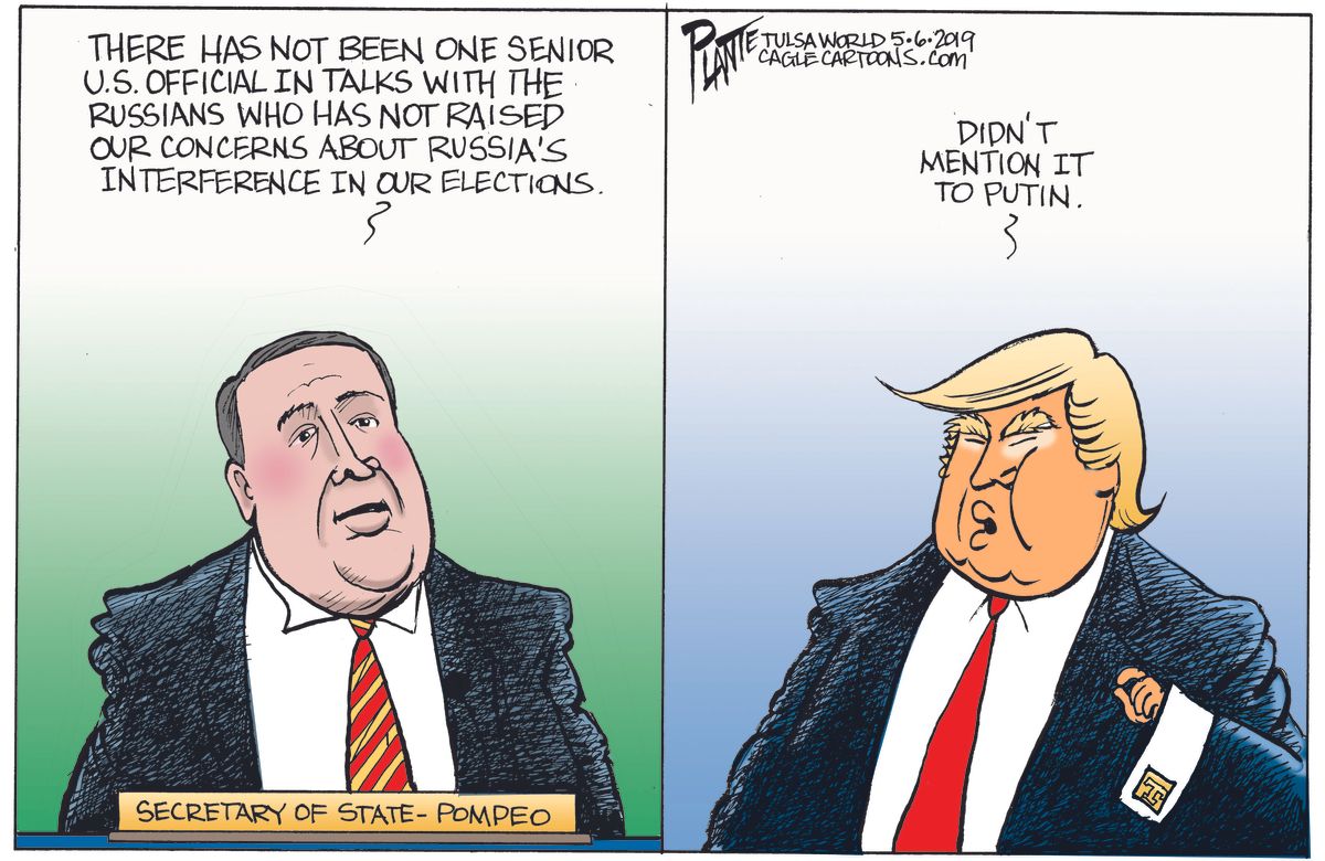 Political Cartoon U.S. Trump Russia no collusion Mueller report ...