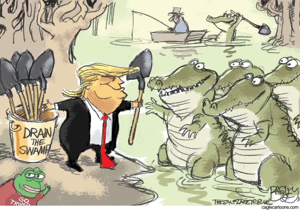 Political cartoon U.S. Donald Trump drain the swamp | The Week