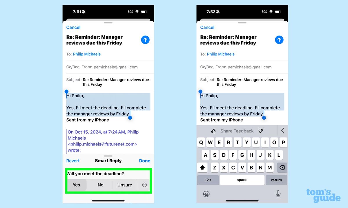 How to use Smart Replies in Mail using Apple Intelligence | Tom's Guide