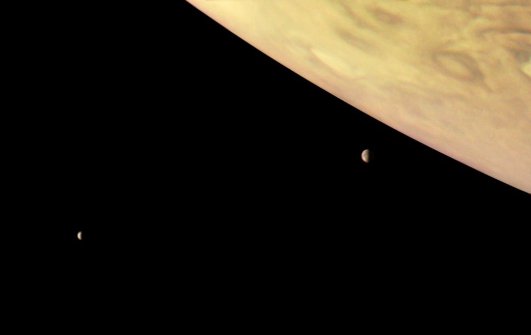 Jupiter and Two of Its Biggest Moons Loom in Stunning Juno Photo | Space