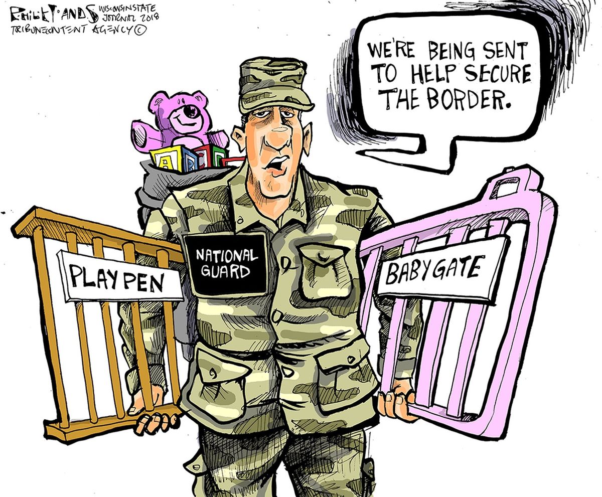 Political cartoon U.S. border immigration policy National Guard ...