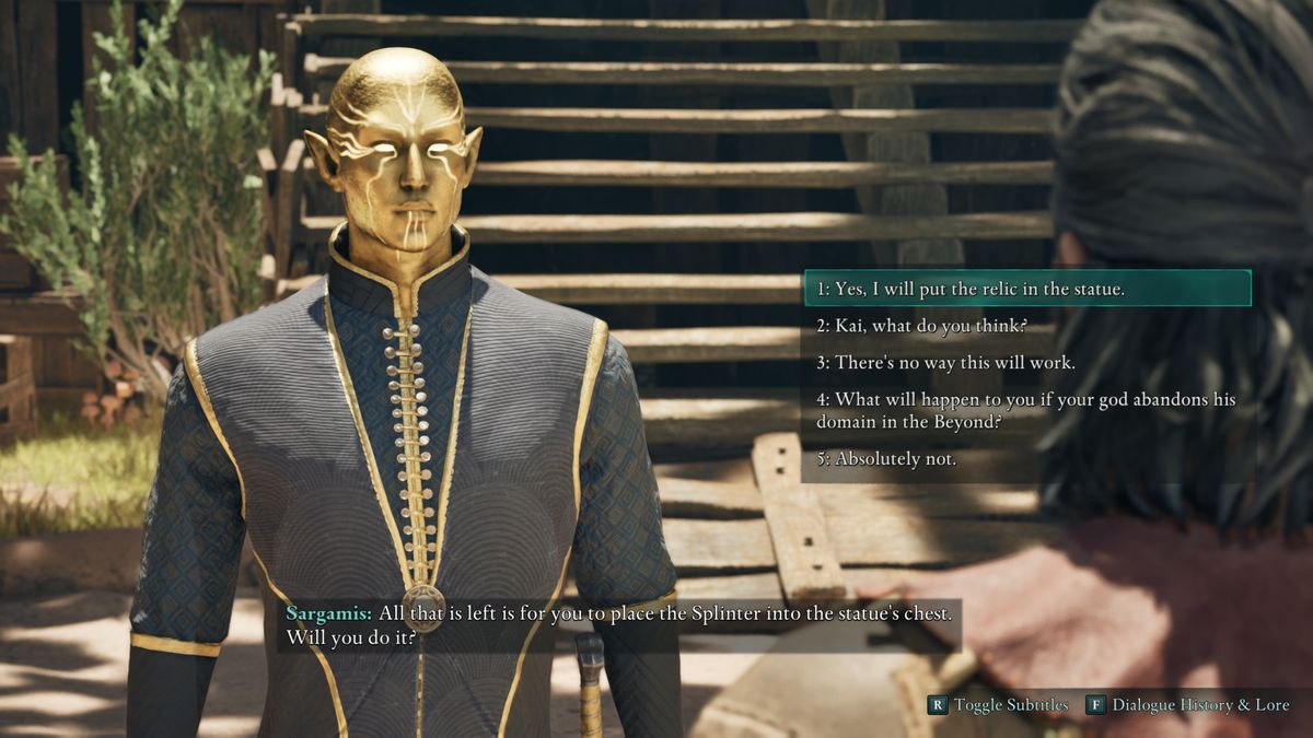 Should you give Sargamis the relic in Avowed? | PC Gamer