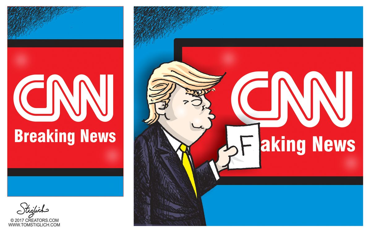 Political cartoon U.S. Donald Trump CNN fake news | The Week