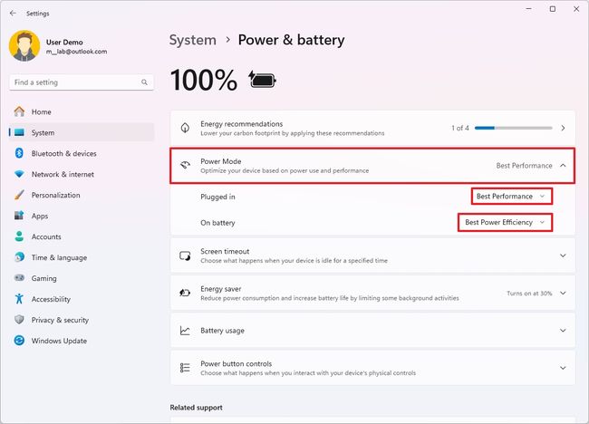 How to change power modes for performance or battery on Windows 11 ...