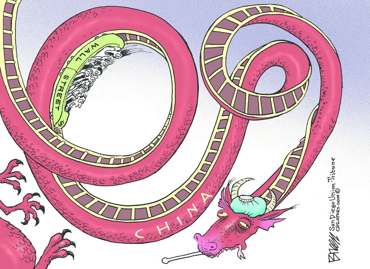 Editorial cartoon World China Stock Market Crash | The Week