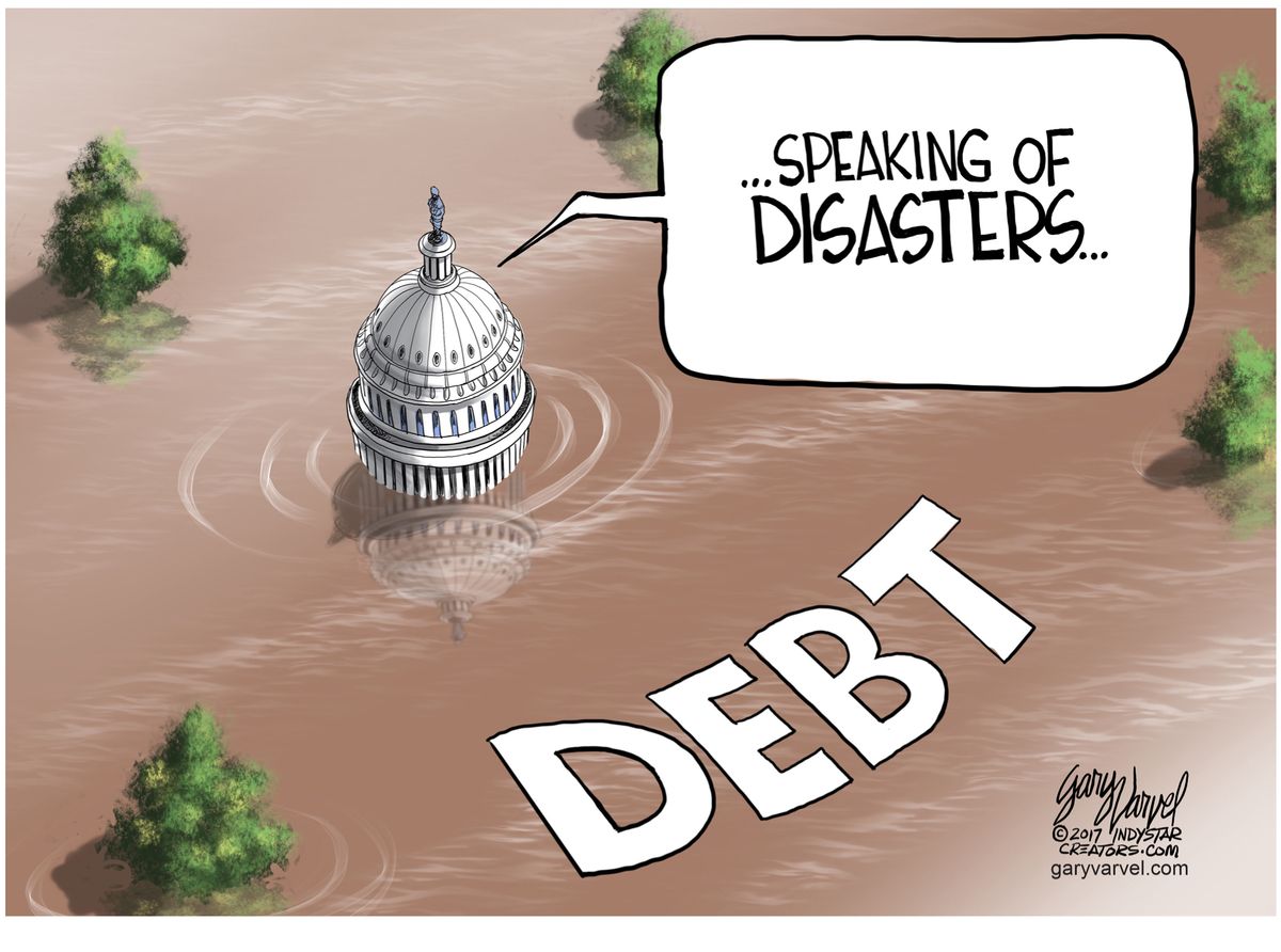 Political cartoon U.S. economy debt Congress Harvey | The Week