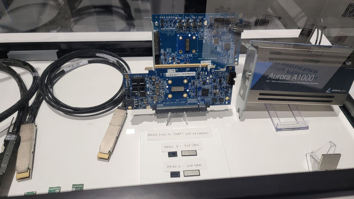 Working PCIe 6.0 connectivity demoed at GTC — Astera Labs' Aries ...