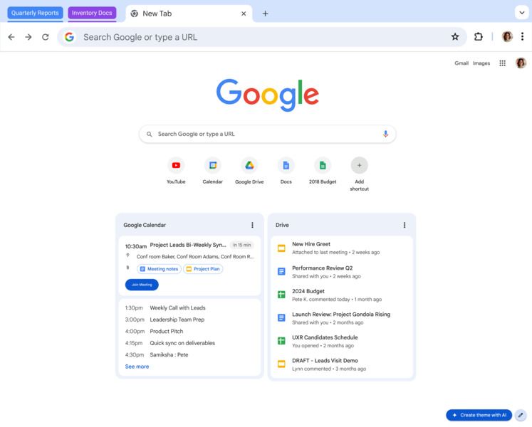Chrome's latest update includes a Google Calendar overview on the new ...