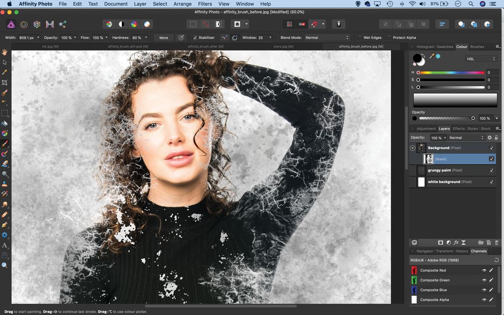 Paint an abstract portrait in Affinity Photo using the powerful Brush ...