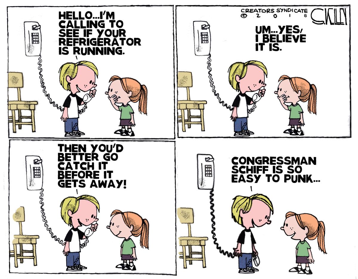 Political cartoon U.S. Adam Schiff Russia investigation prank calls ...