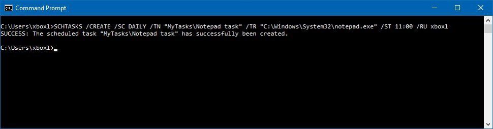 How to create scheduled tasks with Command Prompt on Windows 10 ...