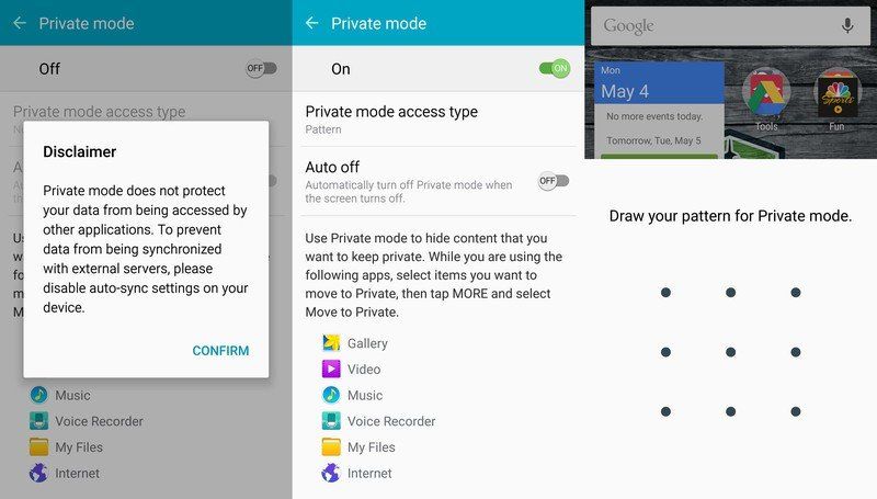 Understanding and using Private Mode on the Samsung Galaxy S6 | Android ...