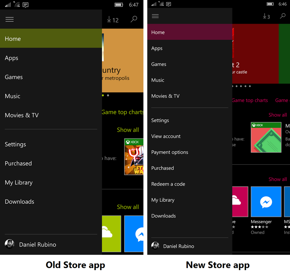 Windows 10 Mobile Store adds new hamburger menu options in latest ...