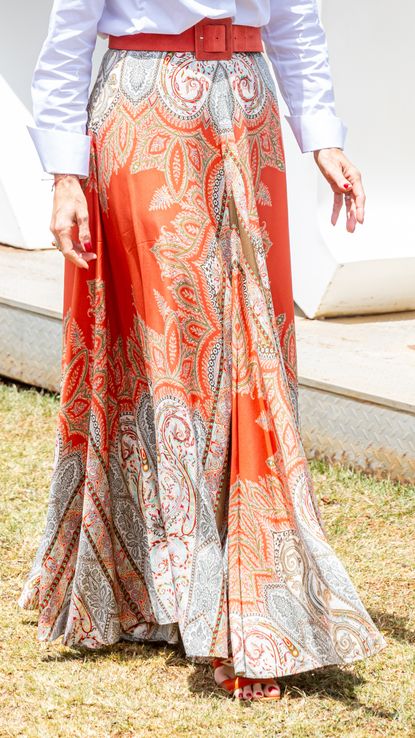 Queen Maxima’s white shirt and burnt orange maxi skirt | Woman & Home