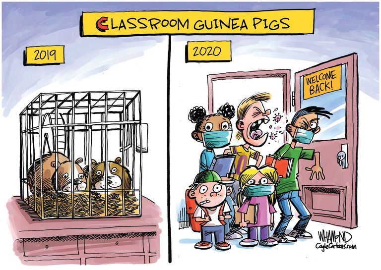 Editorial Cartoon U.S. coronavirus school guinea pigs | The Week