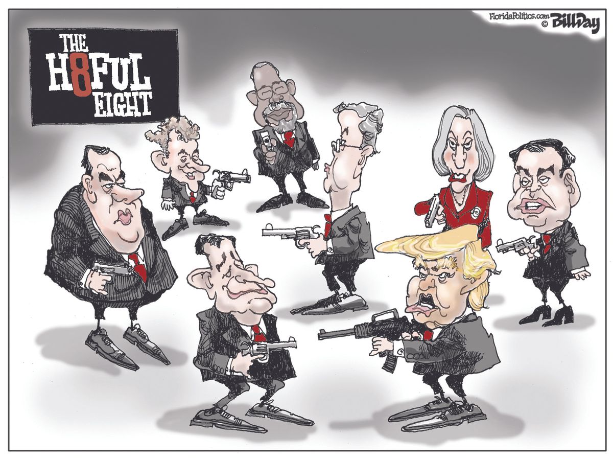 Political cartoon U.S. GOP hateful eight | The Week