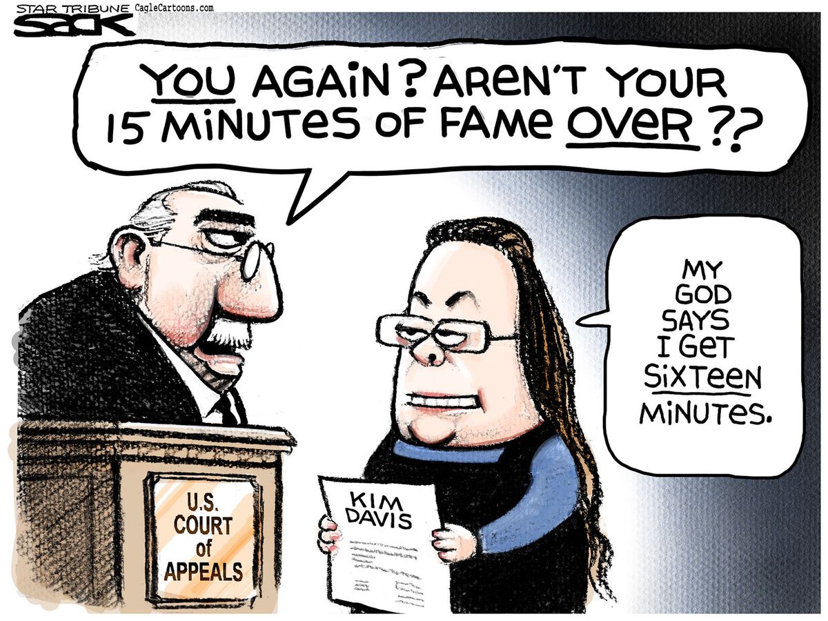 Editorial cartoon U.S. Kim Davis Gay Marriage | The Week