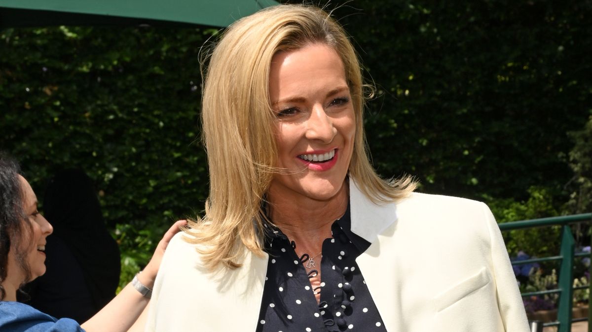 Gabby Logan combines tailoring and polka dots at Wimbledon | Woman & Home