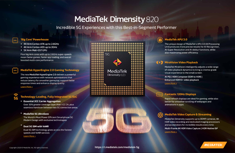 MediaTek Dimensity 820 aims to make dual-SIM 5G phones mainstream ...