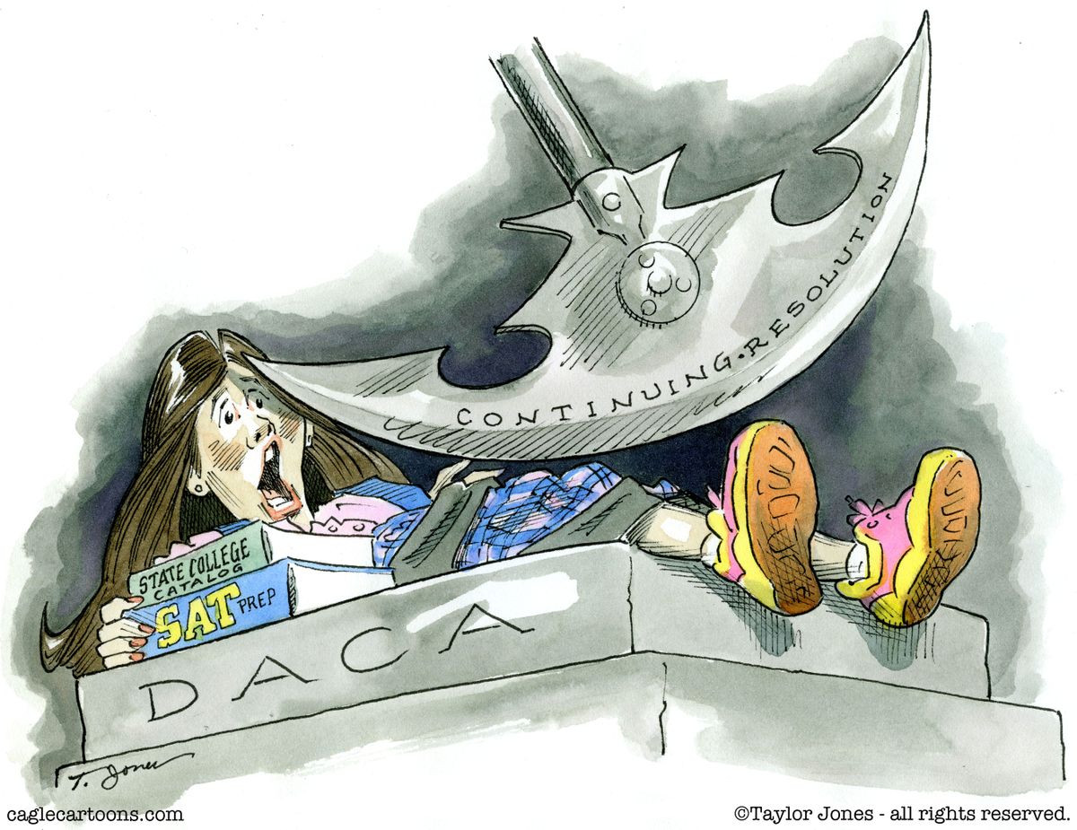 Political cartoon U.S. government shutdown Dreamers DACA immigration ...