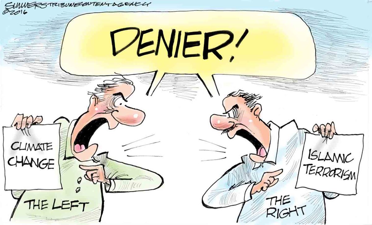 Editorial cartoon U.S. Political Left Right Climate Change Islam ...