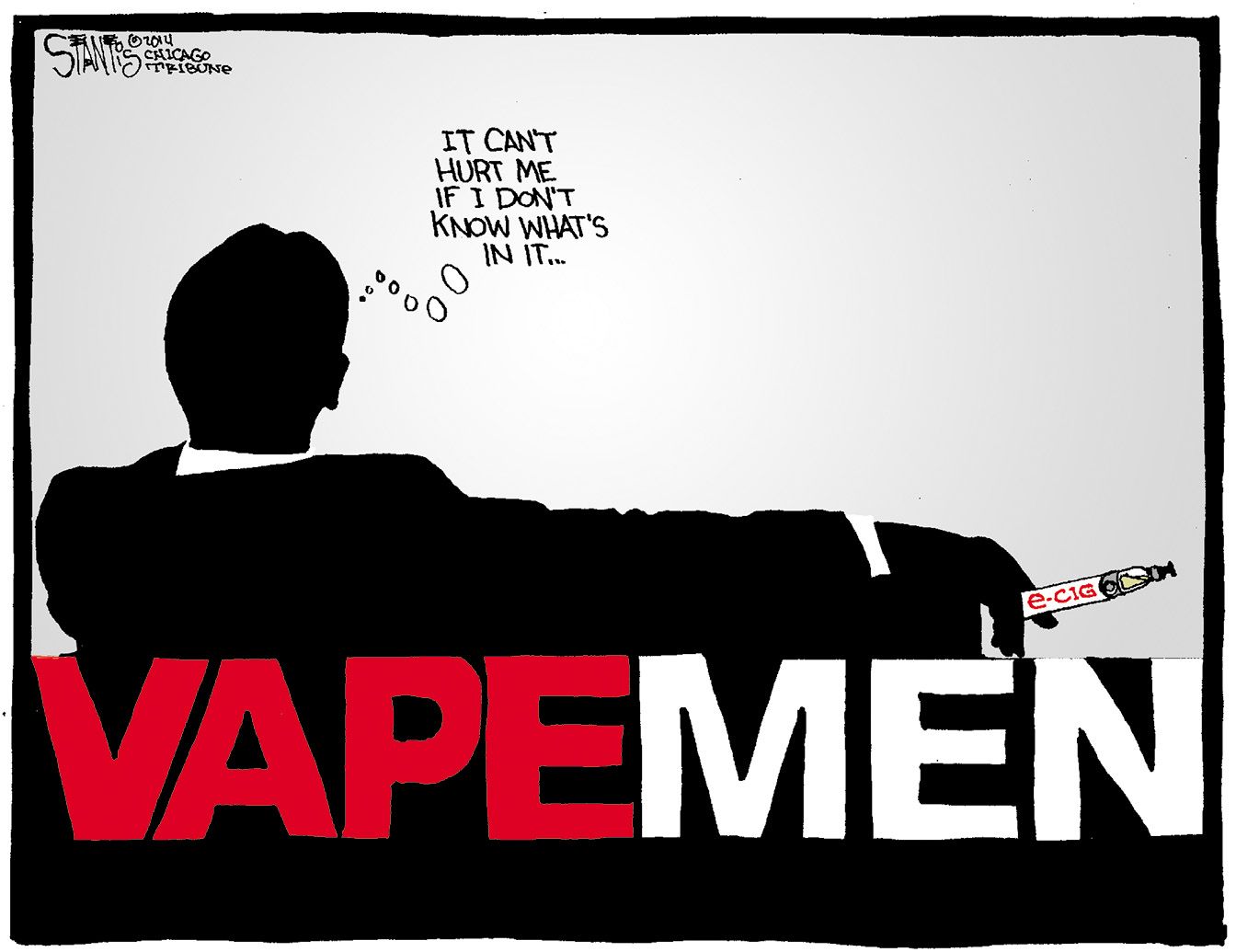 Political Cartoon U.S. Vape Men Can't Hurt Tobacco Industry 1950s | The ...