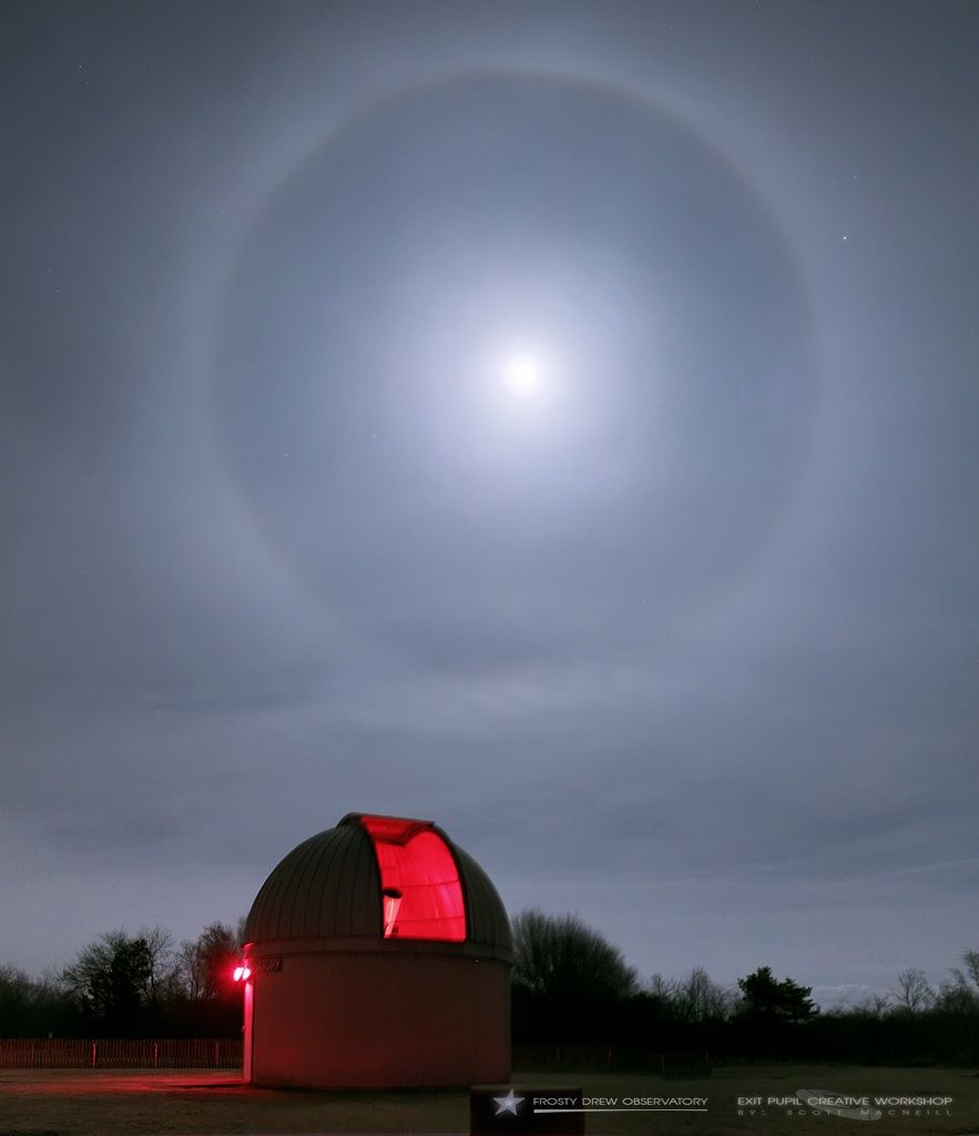 Lunar Halo Crowns the Moon Over Rhode Island Observatory in Striking ...