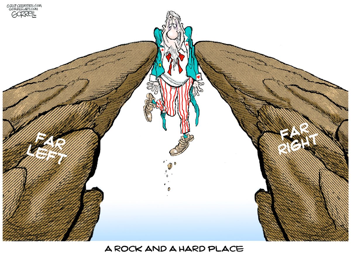 Political cartoon U.S. Far left far right Charlottesville protest | The ...