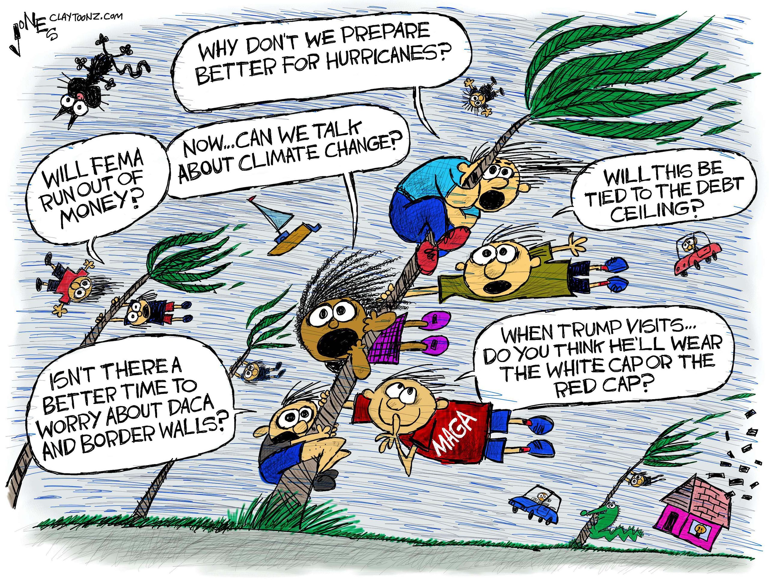 Political cartoon U.S. Irma hurricanes DACA debt ceiling FEMA | The Week