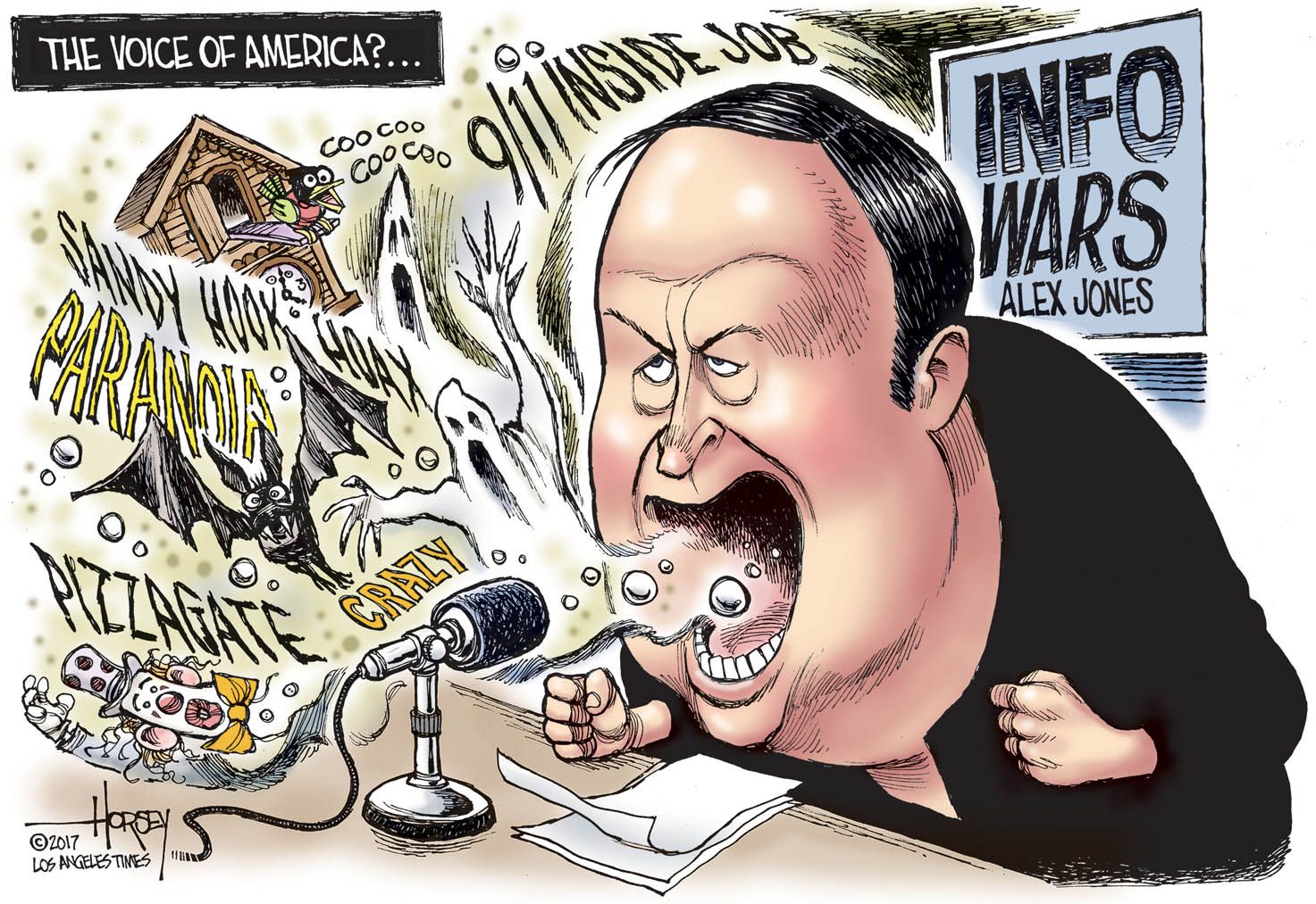 Political cartoon U.S. Alex Jones Megyn Kelly InfoWars conspiracy ...