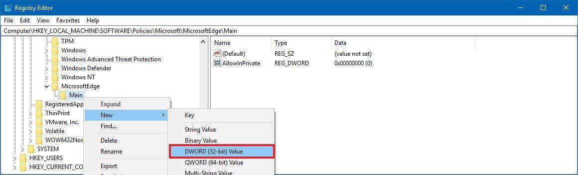 How to disable Microsoft Edge InPrivate browsing on Windows 10 ...