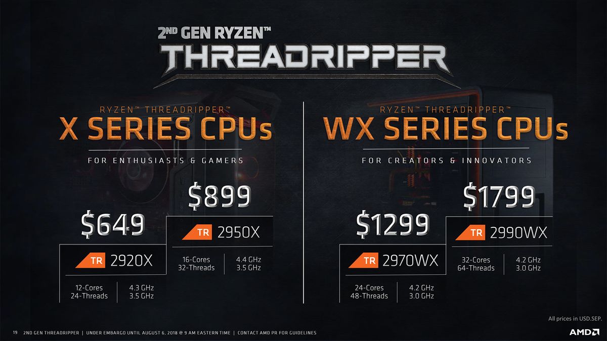 AMD unveils a quartet of Ryzen Threadripper 2nd Generation processors ...
