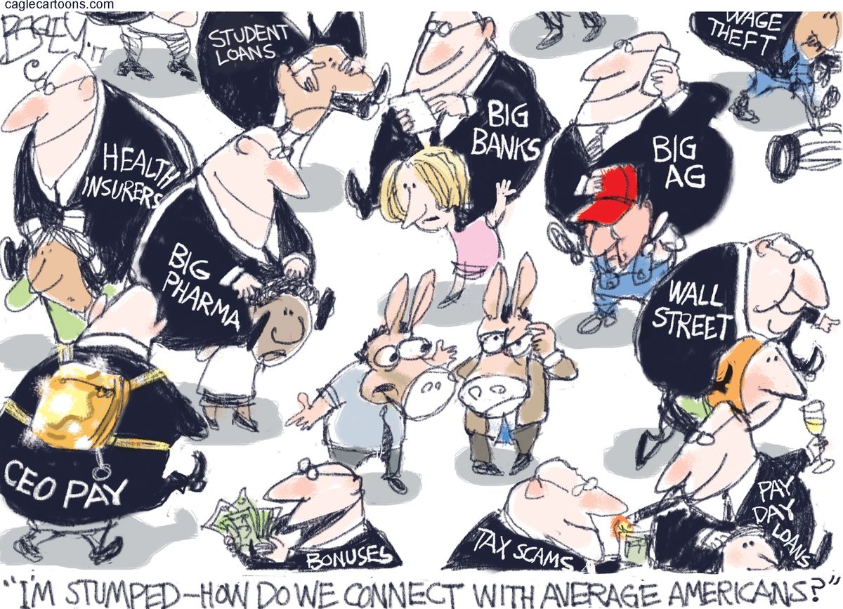 Political cartoon U.S. Democrats average American Wall Street | The Week
