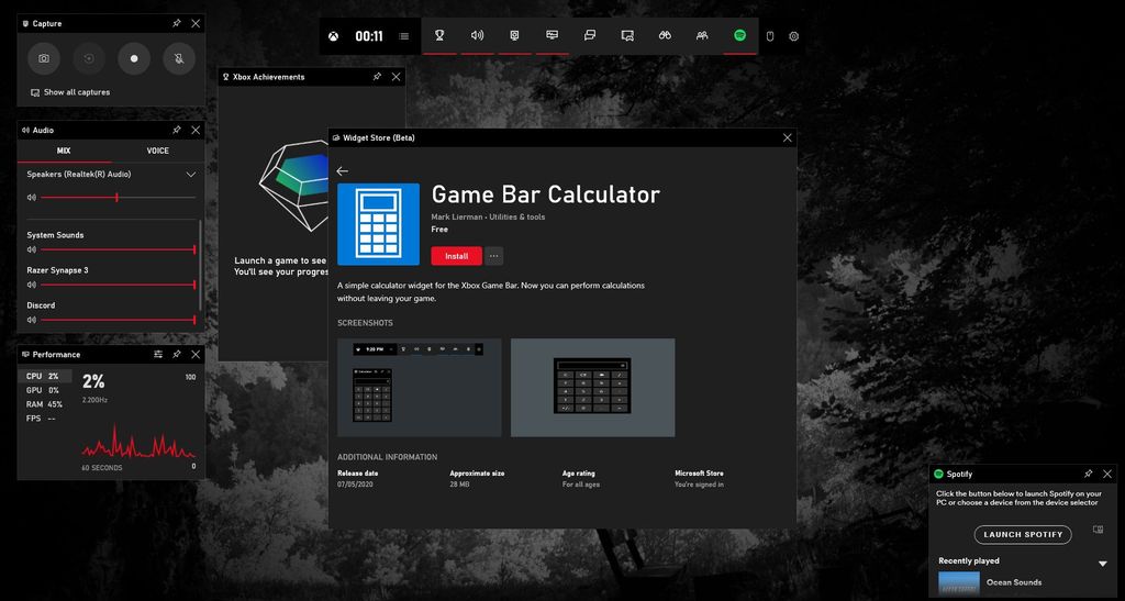 The Xbox Game Bar for PC now has a calculator and a web browser ...