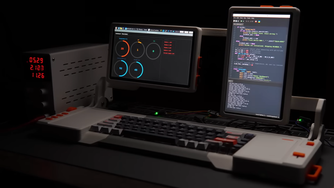 This futuristic 3D-printed cyberdeck has two swiveling touchscreens — and it's powered by a ...