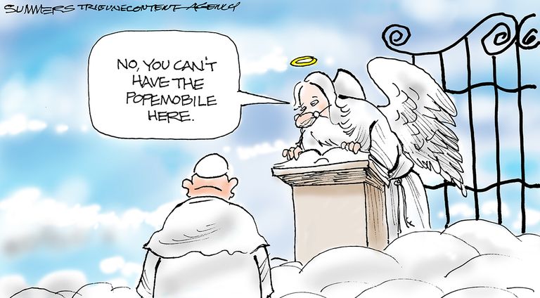 5 holier-than-thou cartoons about the Pope's passing | The Week