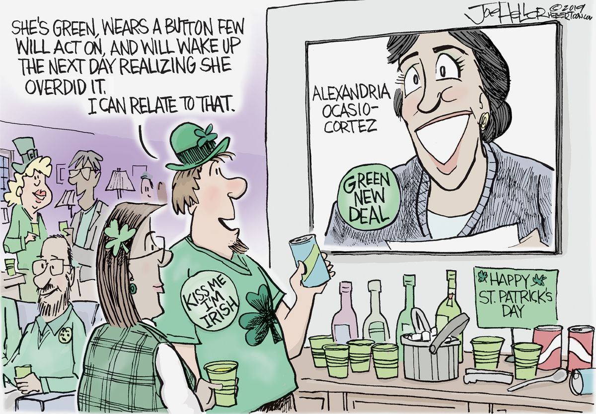 Political Cartoon U.S. Alexandria Ocasio Cortez Green New Deal St ...