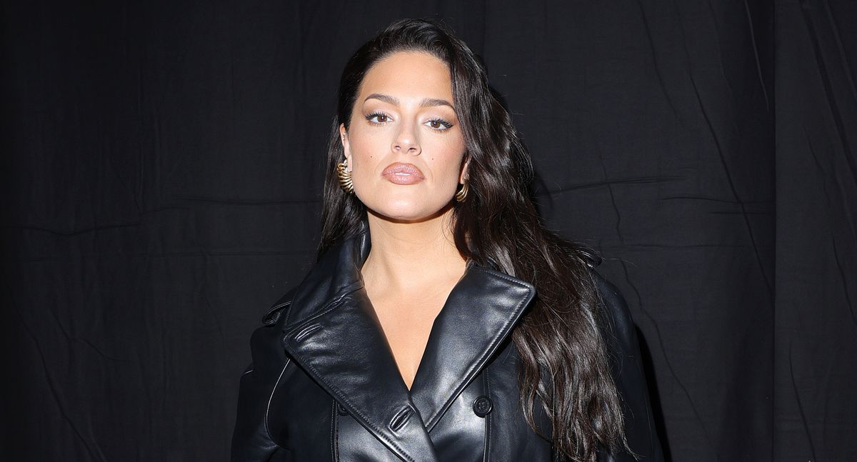Ashley Graham Wears a Leather Trench Coat as a Dress for Milan Fashion ...